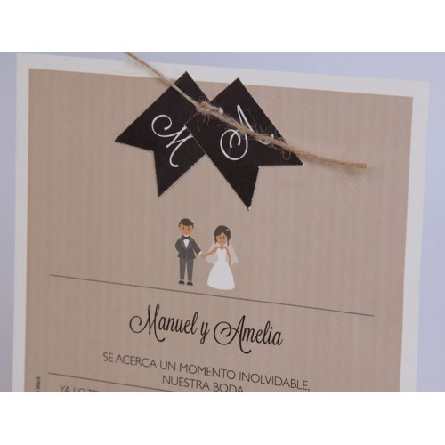 Invitación kraft con banderines